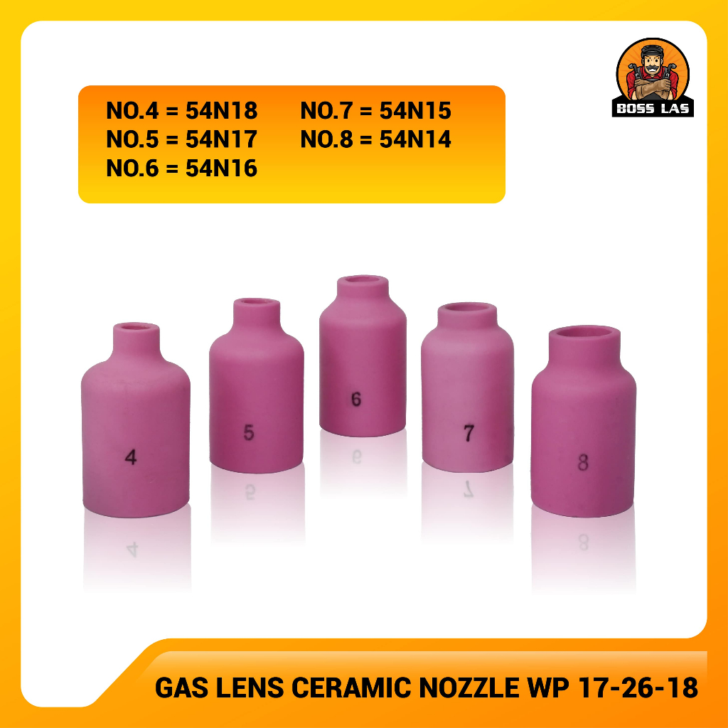 Jual TITAN (Isi 3) Keramik Gas Lens Las Tig Argon WP 17/26/18 No. 4-8 ...