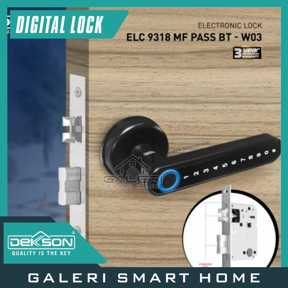 Jual Digital Lock Dekkson EL 9318 W03 MF PASS BT BK Kunci Elektronik ...
