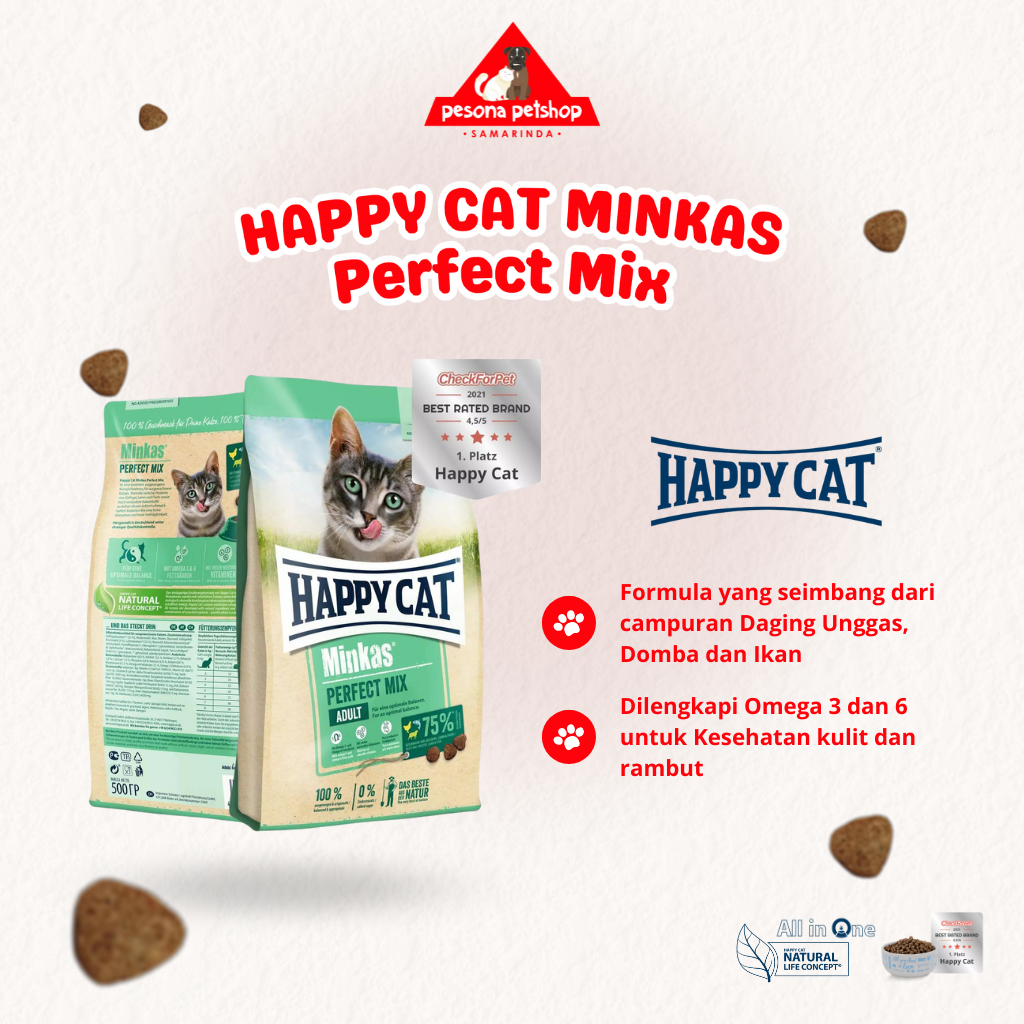 Jual Happy Cat Minkas Perfect Mix Repack 1 kg Makanan Kering Kucing ...