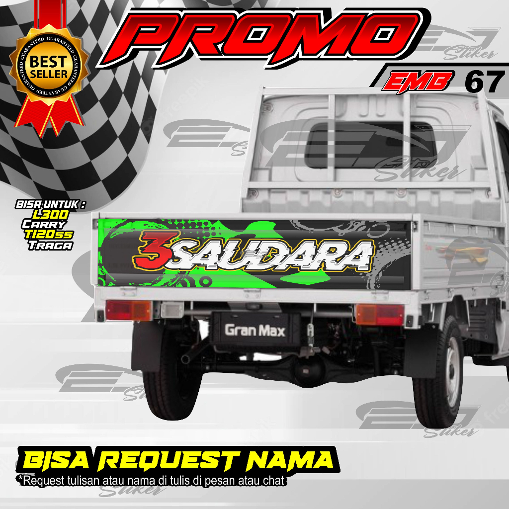 Jual STIKER DECAL MOBIL PICK UP TERBARU-STIKER GRANDMAX BAK BELAKANG ...