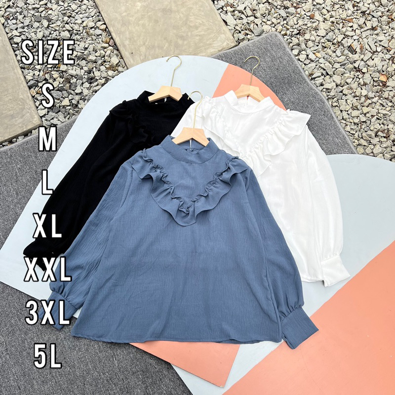 Jual Ruby Blouse - Blouse crinkle - Size S M L XL XXL 3XL 5L - Blouse ...