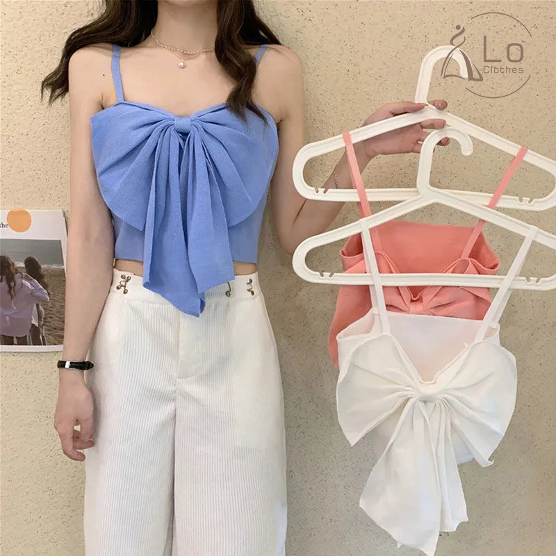Jual LO Clothes Bretel TankTop Summer Korean Camisol Rajut Ribbon Crop Kamisol Atasan Wanita ...