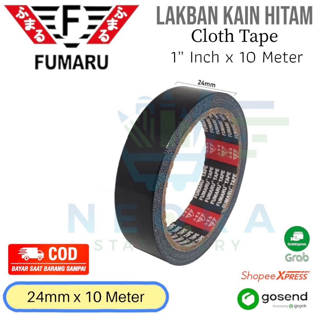 Jual Lakban Kain Hitam 1 Inch/Cloth Fumaru 24 mmx10 M (red label ...