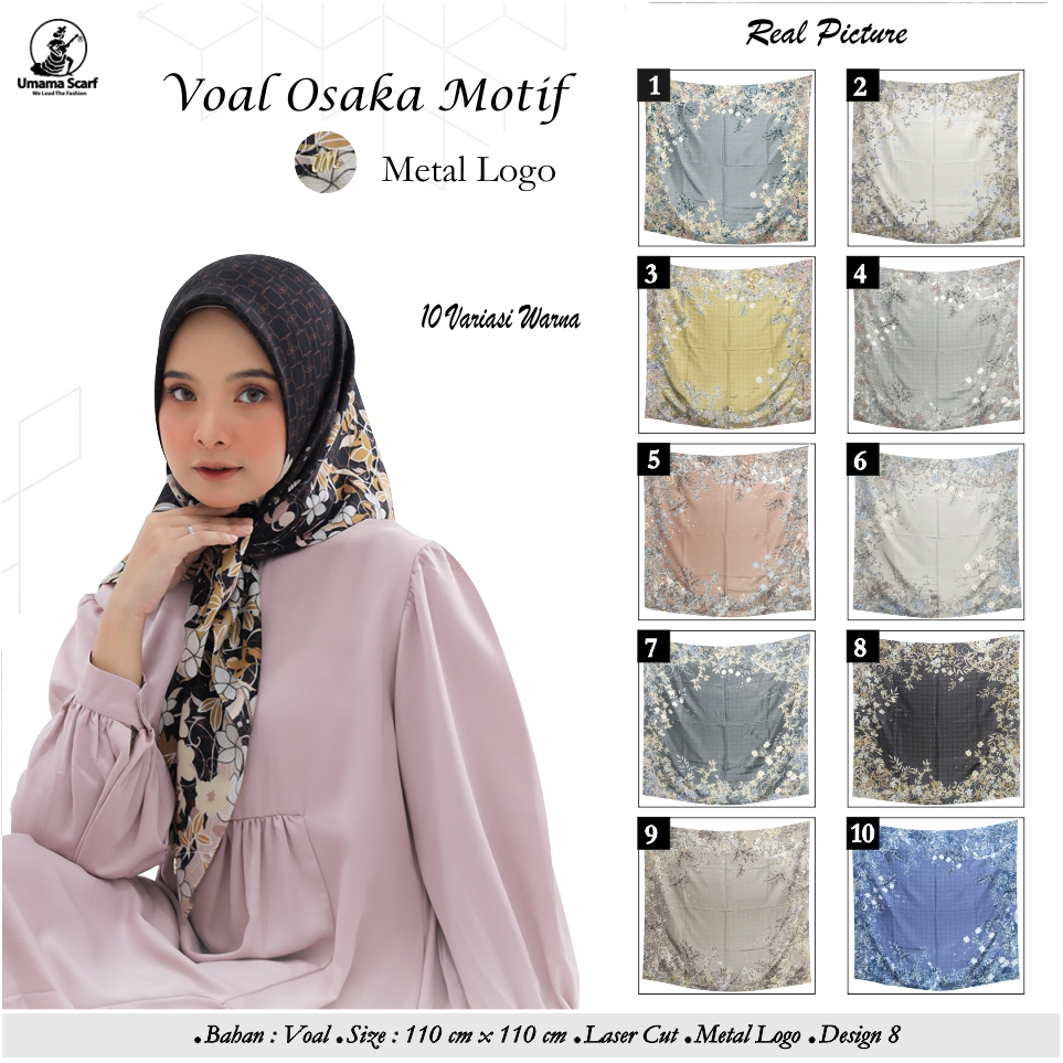 Jual Jilbab Segi Empat Premium Voal Osaka Design 8 Metal Logo by Umama ...