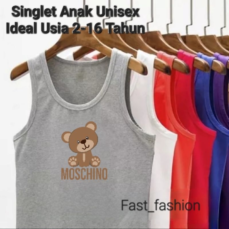 Jual Singlet Anak Moschino Keren Unisex Ideal Usia 2-16 Tahun Baju Kaos ...