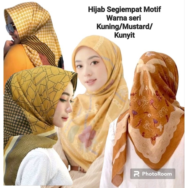 Jual Hijab Segiempat Motif Seri Warna Kuning/Mustard/Kunyit/Lemon ...