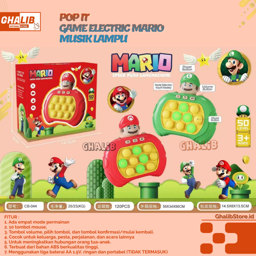 Jual Pop it Game Electronic Karakter Mario Bross Mainan Anak Edukasi ...