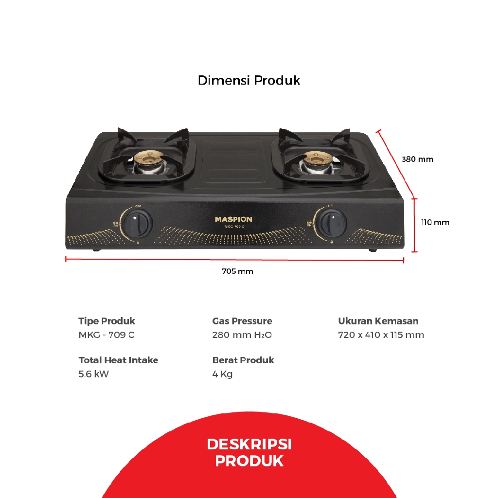 Jual MASPION MKG 709 C Kompor Gas 2 Tungku Gas Stove MKG-709C | Shopee ...