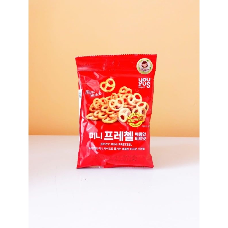 Jual .Snack import | YouUs GS retail mini pretzel spicy beef taste 65 ...