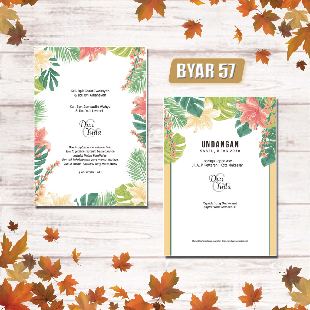 Jual Blangko Undangan Pernikahan Byar 57 Wedding simple murah | Shopee ...
