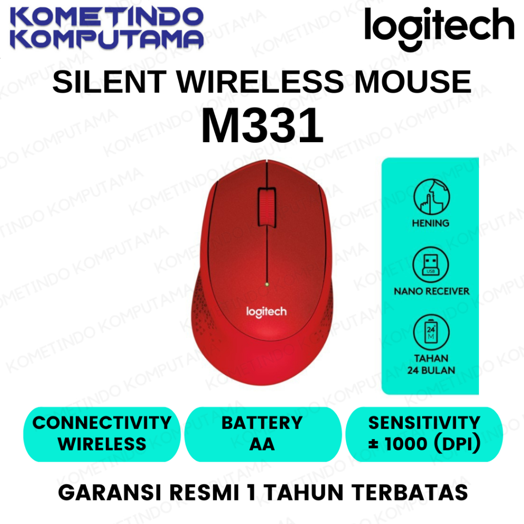 Jual M331 Red MOUSE WIRELESS SILENT CLICK LOGITECH M331 100% Original ...