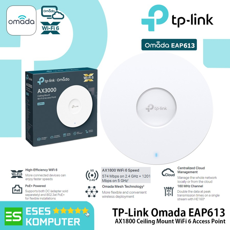 Jual TP-Link Omada EAP613 AX1800 Ceiling Mount WiFi 6 PoE+ Access Point | Shopee Indonesia