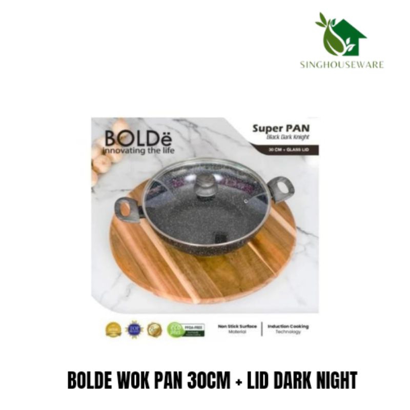 Jual Bolde Super Pan 2 Ear Wok 30cm + Lid Black Dark Knight | Shopee ...