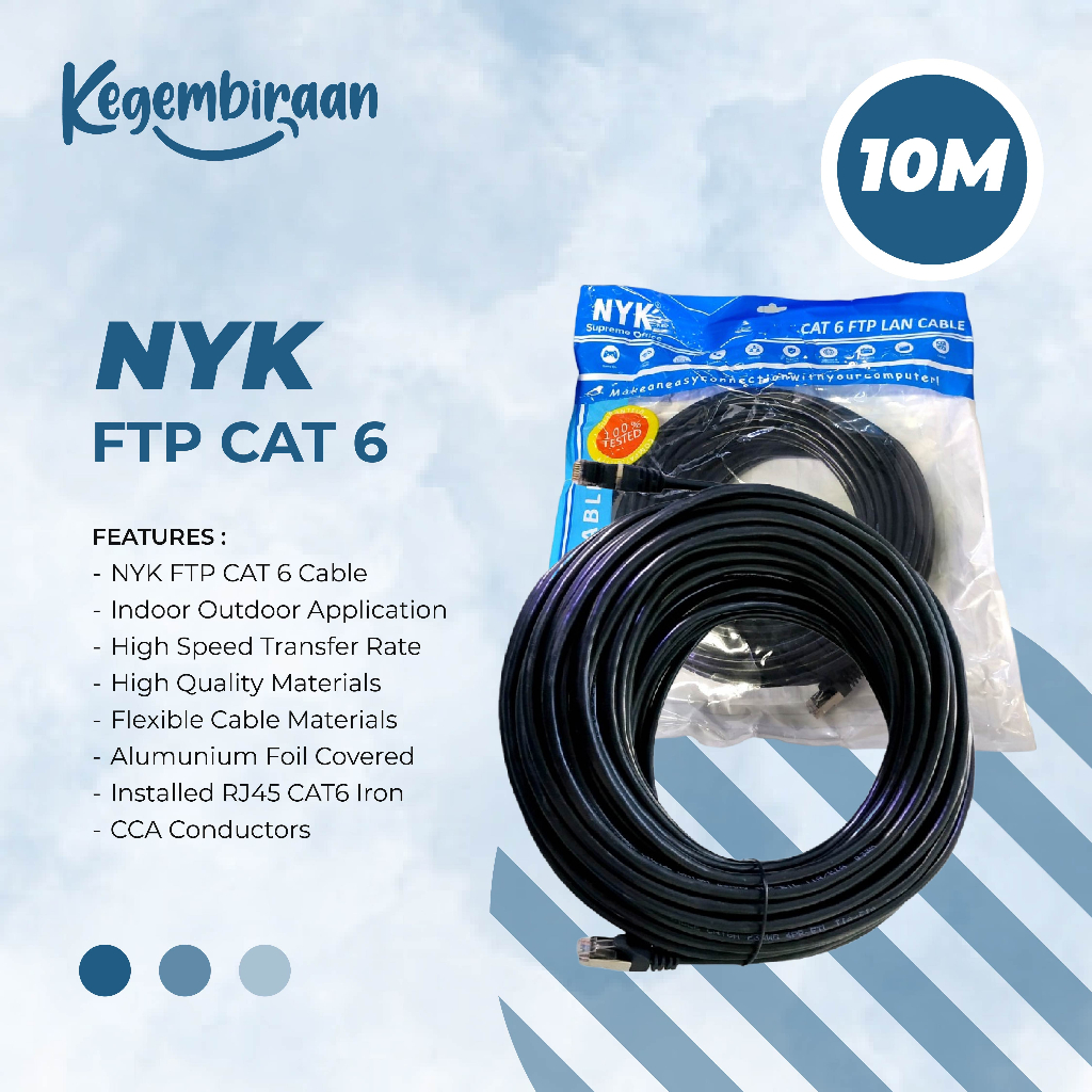 Jual Kabel LAN 10 Meter CAT6A CAT6 NYK STP FTP Outdoor 10Meter | Shopee Indonesia