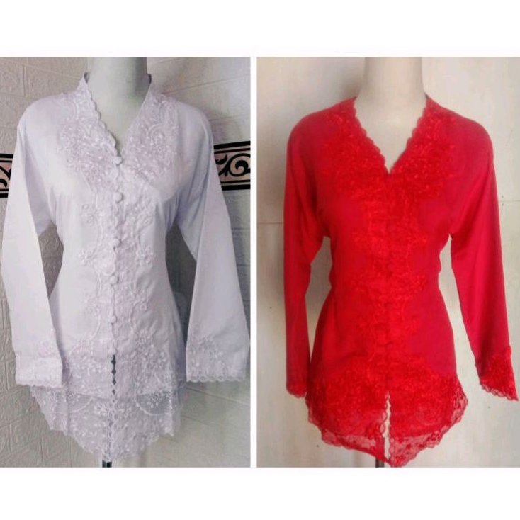 Jual KEBAYA ENCIM MERAH & PUTIH BERSIH | Shopee Indonesia