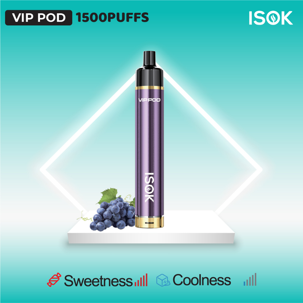 Jual ISOK VIP POD 1500PUFFS Grape Flavour | Shopee Indonesia