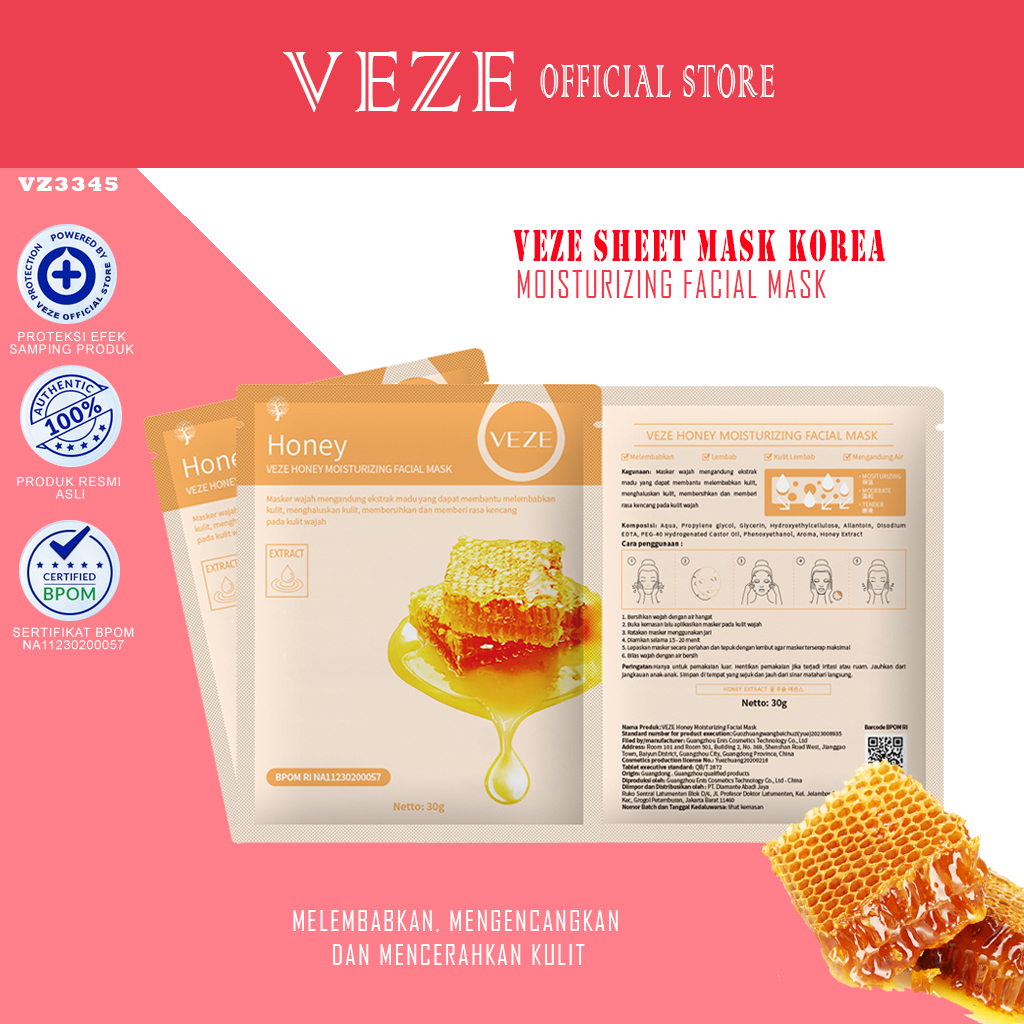Jual [BPOM] - Veze Sheet Mask Korea Masker Wajah Blueberry Aloe Vera ...