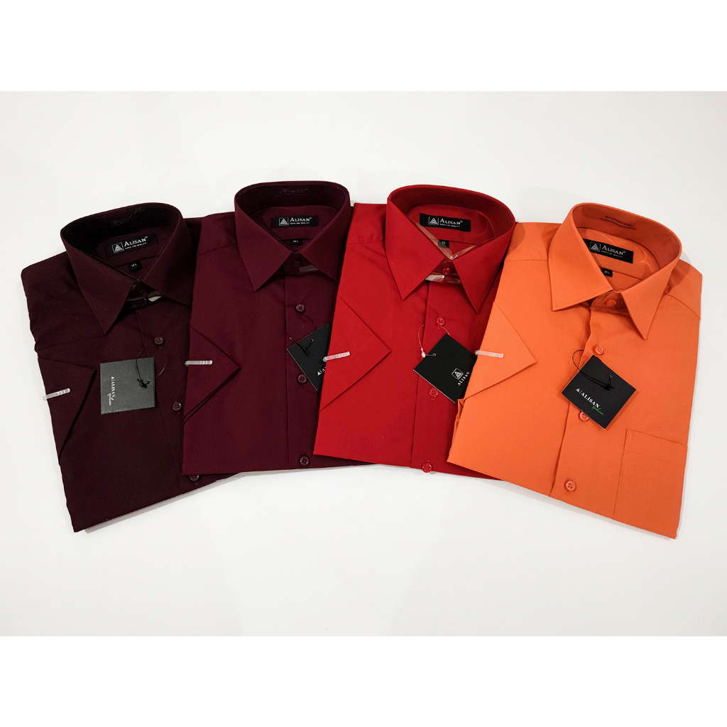 Jual Kemeja ALISAN Polos Lengan PENDEK Regular Fit ( MERAH BATA , MERAH ...
