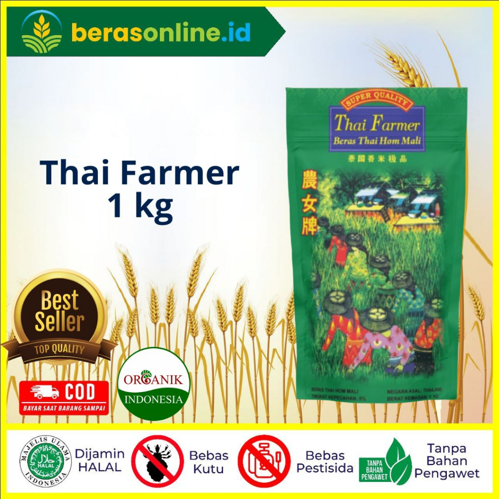 Jual Beras Online - Thai Farmer Beras Thailand Thai Hom Mali 1 kg ...