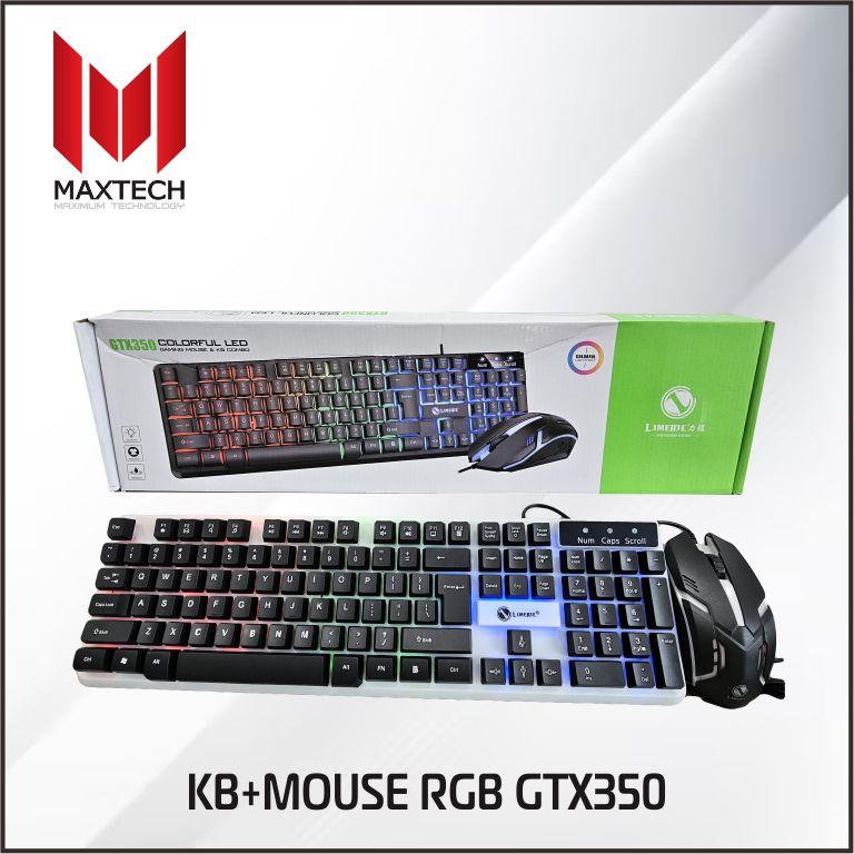 Jual Keyboard Mouse Kit GTX350 USB Gaming Rainbow Colorful LED ...