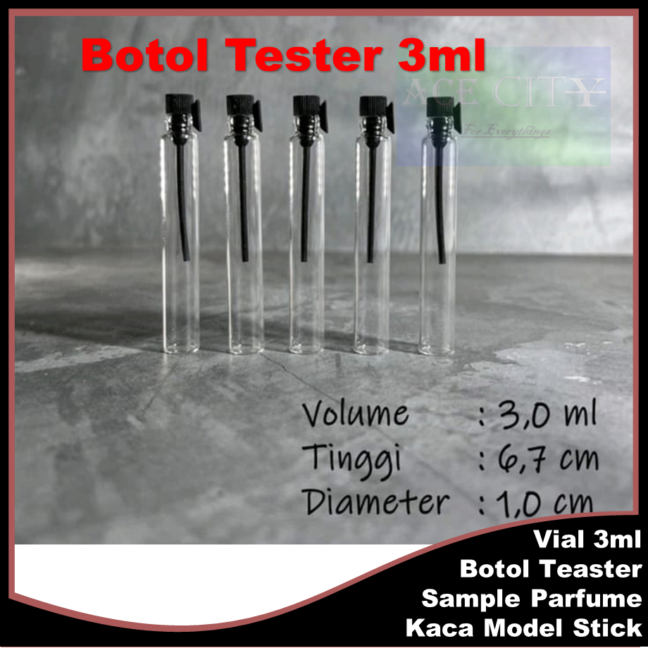 Jual Botol Vial 3ml Botol Lidi Tester Parfume Sample Kaca Stick Oles ...