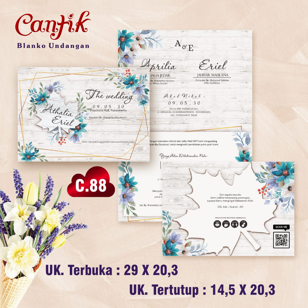 Jual Blangko Undangan atau Kertas Undangan Pernikahan CANTIK 88 dengan ...