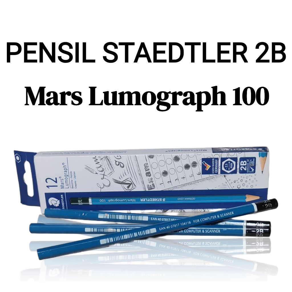 Jual PENSIL 2B STAEDTLER Mars Lumograph 1 PACK ISI 12 PCS/ Pensil 2B | Shopee Indonesia