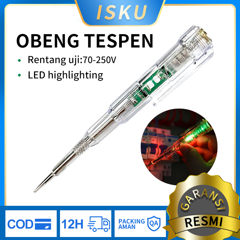 Jual ISKU obeng tespen listrik LED /Tester TesPen Obeng Tes with Dual ...