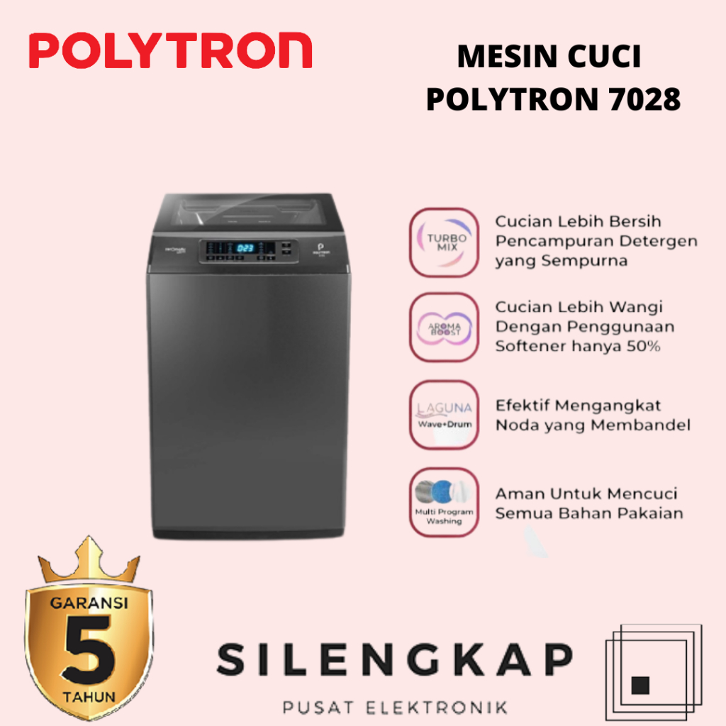 Jual POLYTRON MESIN CUCI 1 TABUNG PAW 7028 / PAW 7028 / 7 KG | Shopee Indonesia