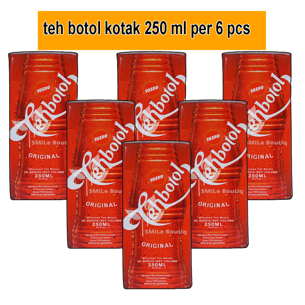 Jual Teh botol Sosro kotak 250 ml Originals isi 6 Pcs | Shopee Indonesia