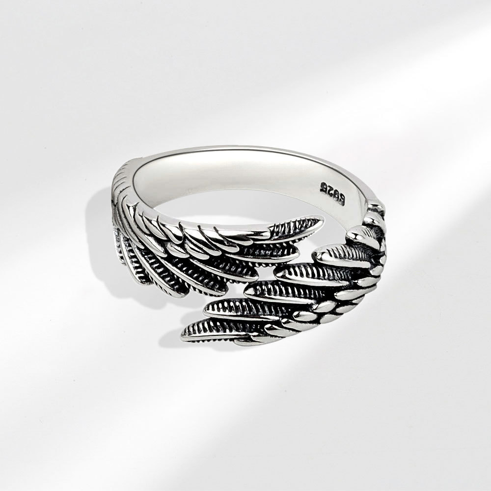 Jual Angle Wings - Ring Cincin Titanium Hitam Silver Simple Aesthetic ...