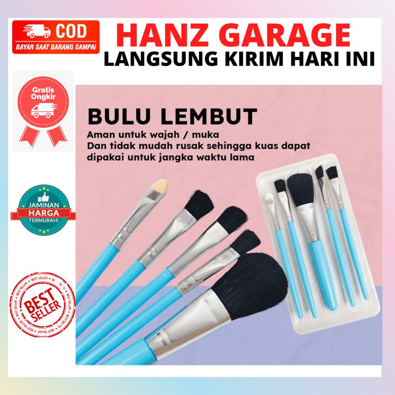 Jual Kuas Make Up Set 5 IN 1 Mini paking mika Travel / Paket Kuas Make ...