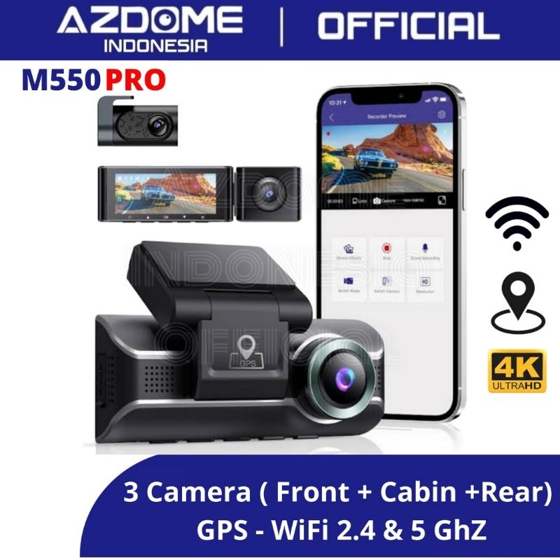Jual Azdome M550 PRO MAX 4K 3 Camera Dashcam Wi-Fi GPS Kamera Mobil ...