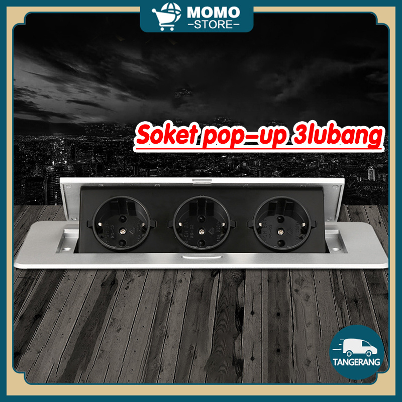 Jual Stop Kontak 2 Lubang 3 Gang Soket Pop-Up Stop Kontak Meja Meeting 3 Socket Tertanam Floor ...