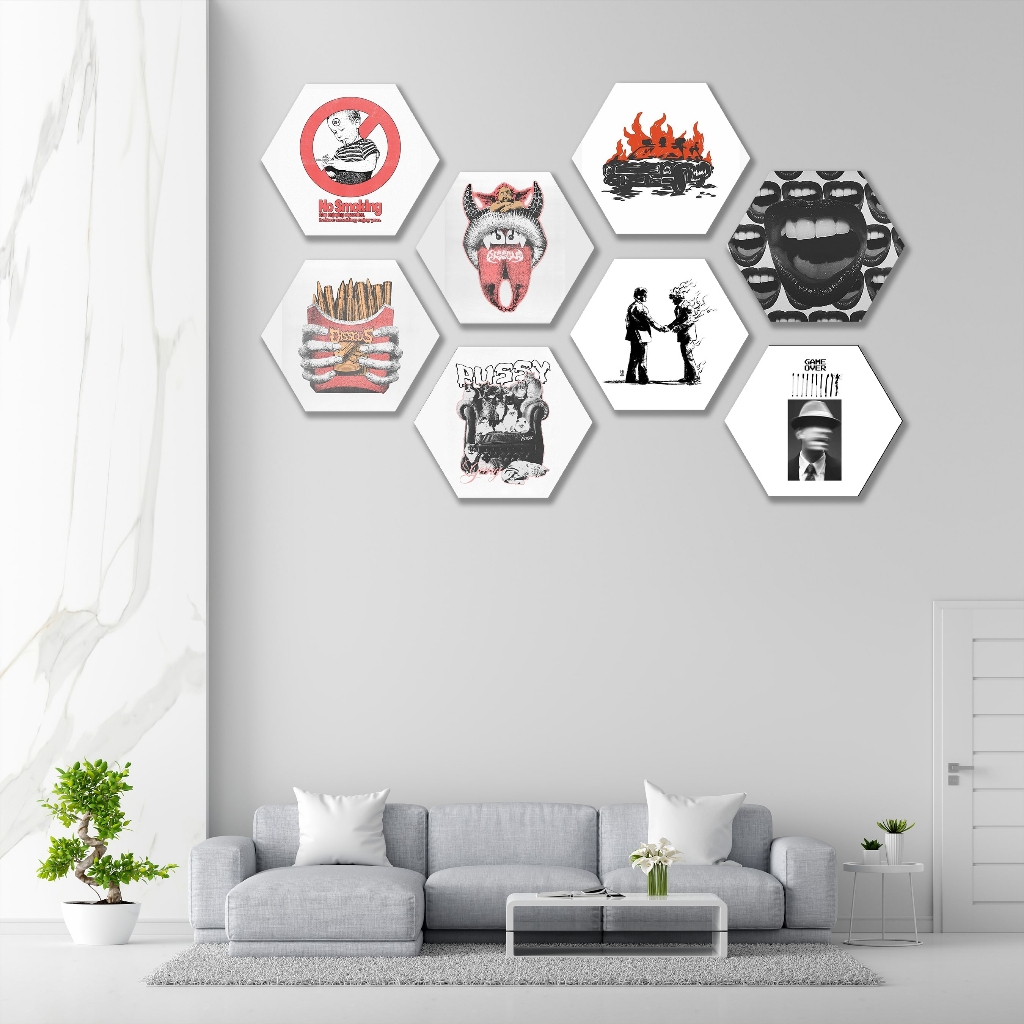 Jual HIASAN DINDING HEXAGONAL DESIGN GRAFIS AESTHETIC / POSTER KAYU ...