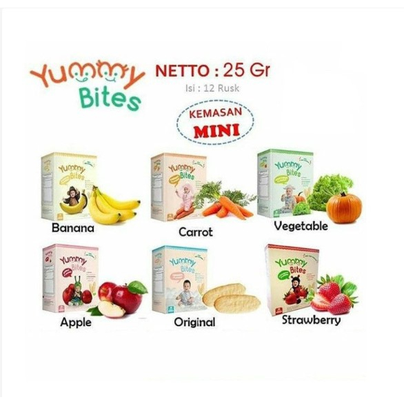Jual Yummy Bites Rice Crackers 25gr / Snack Bayi / Snack Anak / Cemilan ...