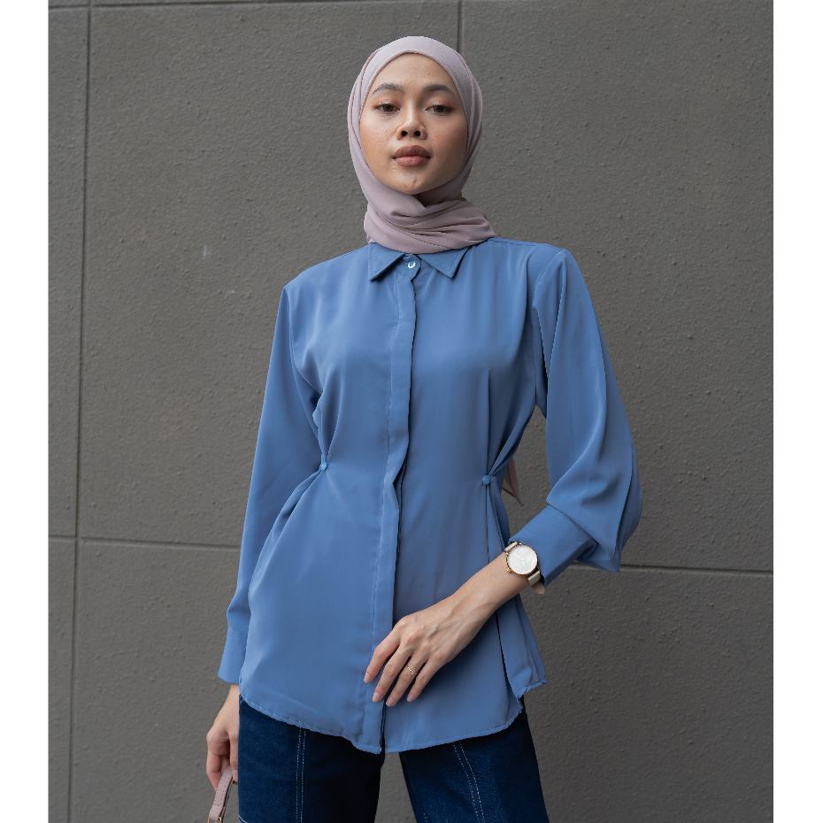 Jual [ BUY 1 GET 1 GIFT ] The Bloom House - Aera Shirt Seamless Atasan Wanita Kemeja Polos B680 ...