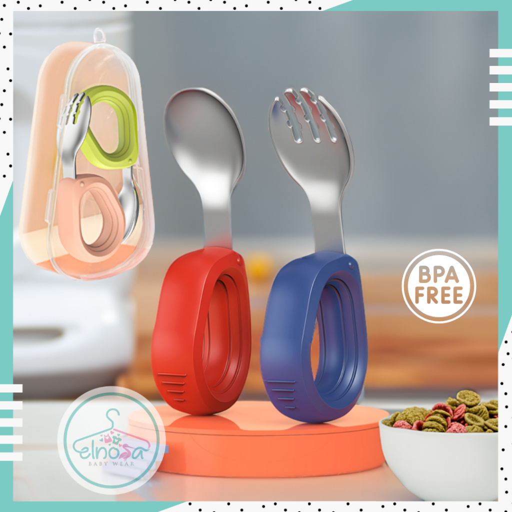 Jual Sendok Belajar Makan Anak / Baby Learning Spoon & Fork Set ...