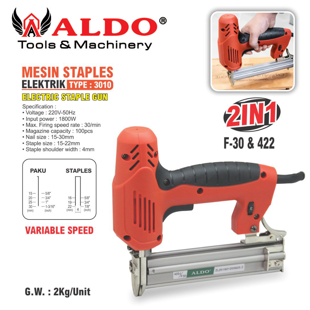 Jual MESIN STAPLES ELEKTRIK 3010 2 IN 1 ALDO / STAPLES TEMBAK LISTRIK ...