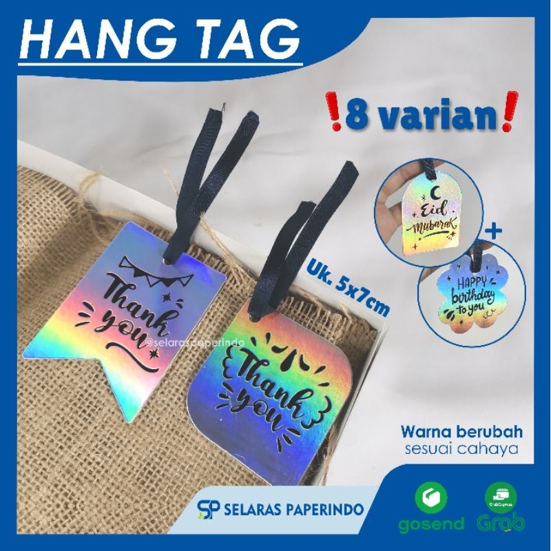 Jual ISI 20PCS | HANG TAG HOLOGRAM label thankyou happy birthday eid ...