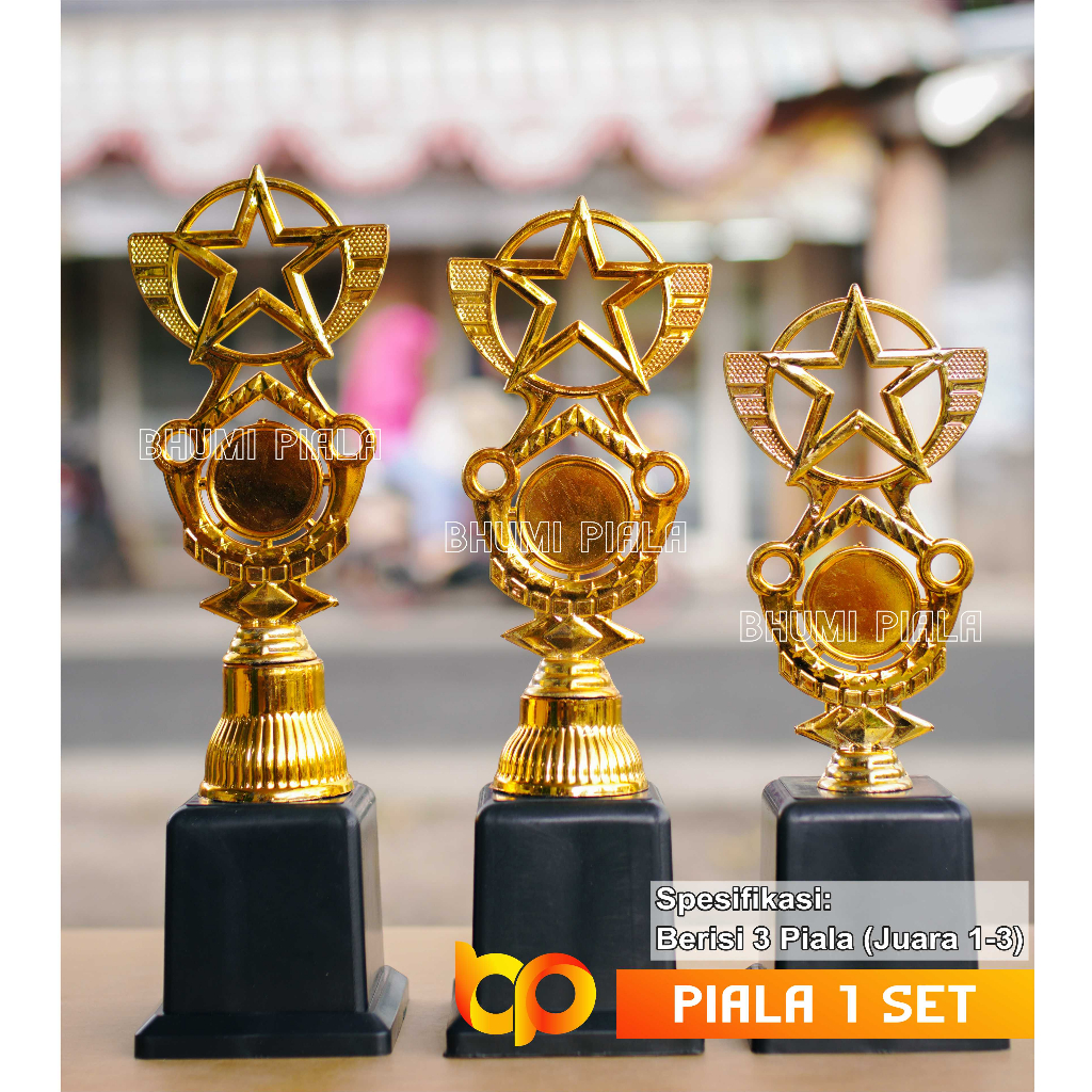 Jual Piala / Trophy Murah Set Juara 1-3 Model B80 Tatakan Hitam ...
