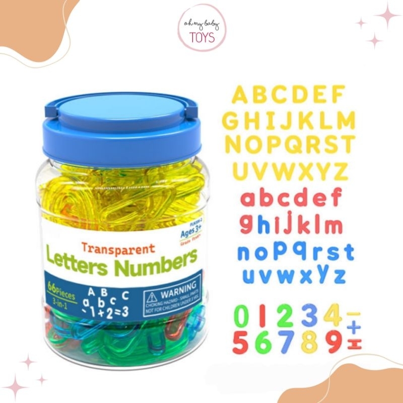 Jual 3 in 1 Jar (Transparent Letters & Numbers) - Mainan Edukasi huruf ...