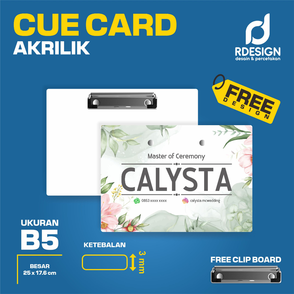 Jual UKURAN B5 CUE CARD MC AKRILIK TEBAL 3MM , MASTER OF CEREMONY ...