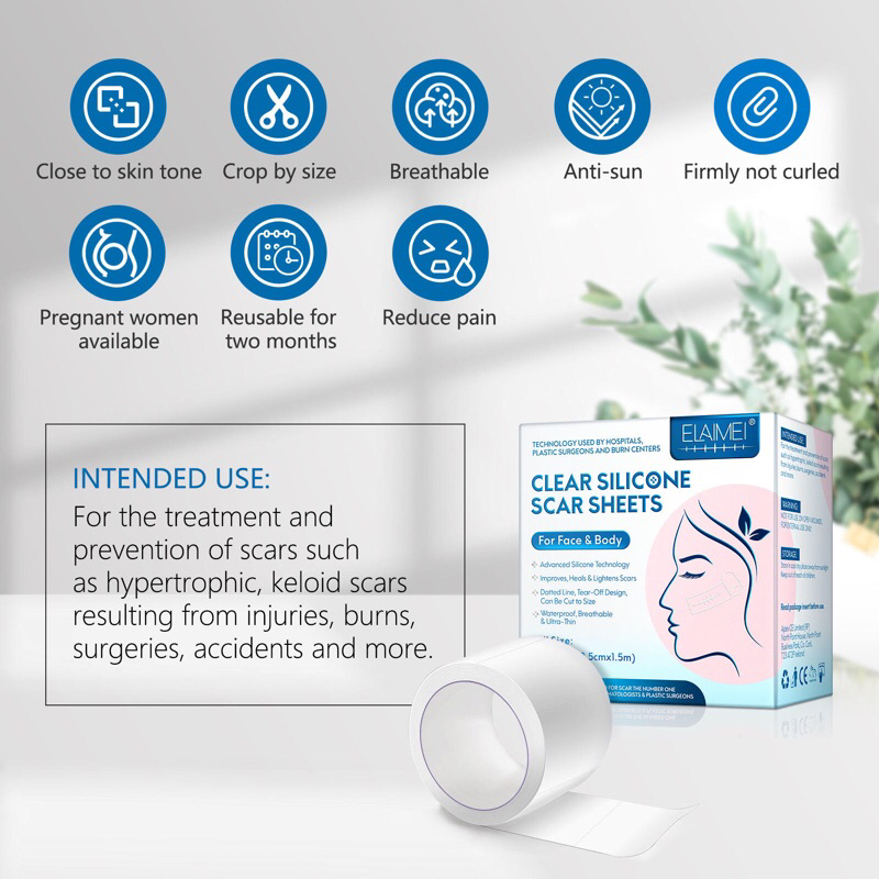 Jual Clear Silicone Scar Sheets Plester Silikon Penghilang Bekas Luka ...