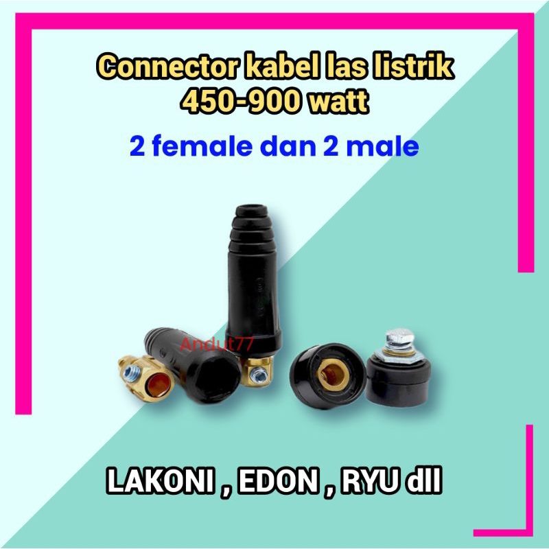 Jual Soket connector kabel las listrik 450w | 900w male female set ...