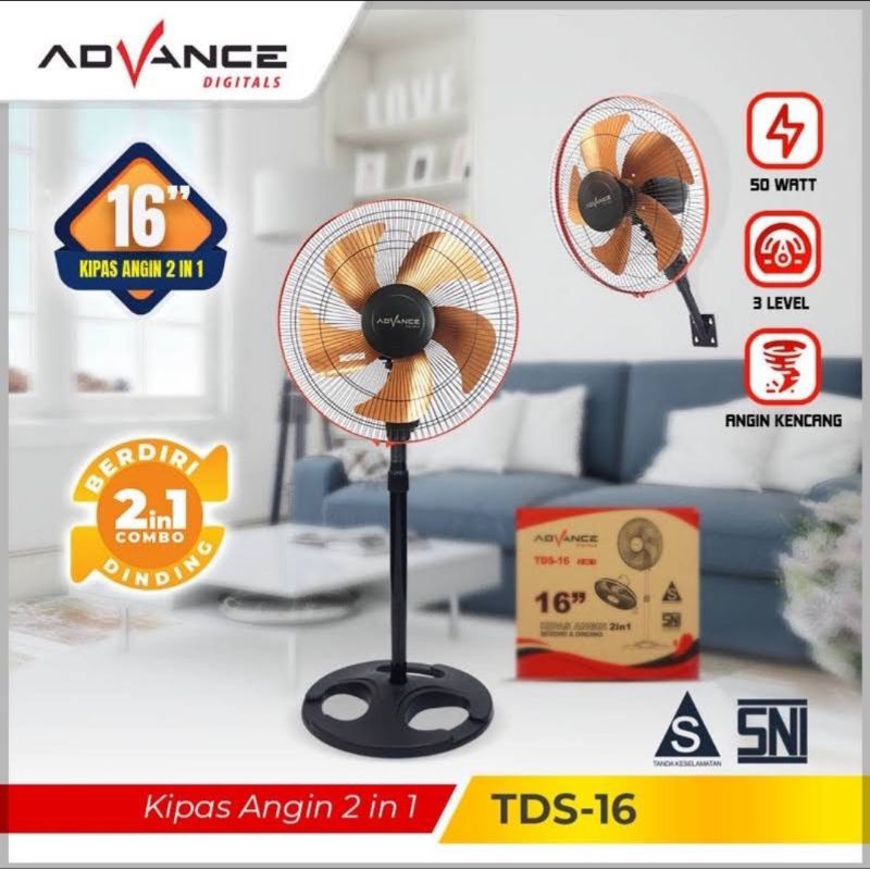Jual kipas angin besi 16 inc 2 in 1 / kipas angin besi advance tds 16 ...