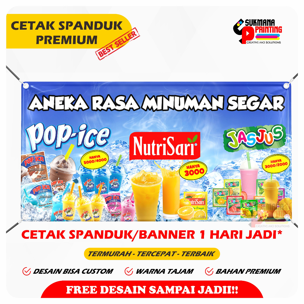 Jual CETAK SPANDUK BANNER JUAL ANEKA RASA MINUMAN SEGAR | Shopee Indonesia