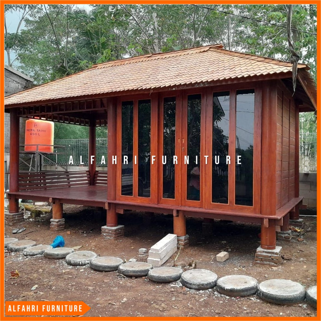 Jual Gazebo Kayu Minimalis Custom Dinding Kaca 4x6 Meter | Saung Gasebo ...