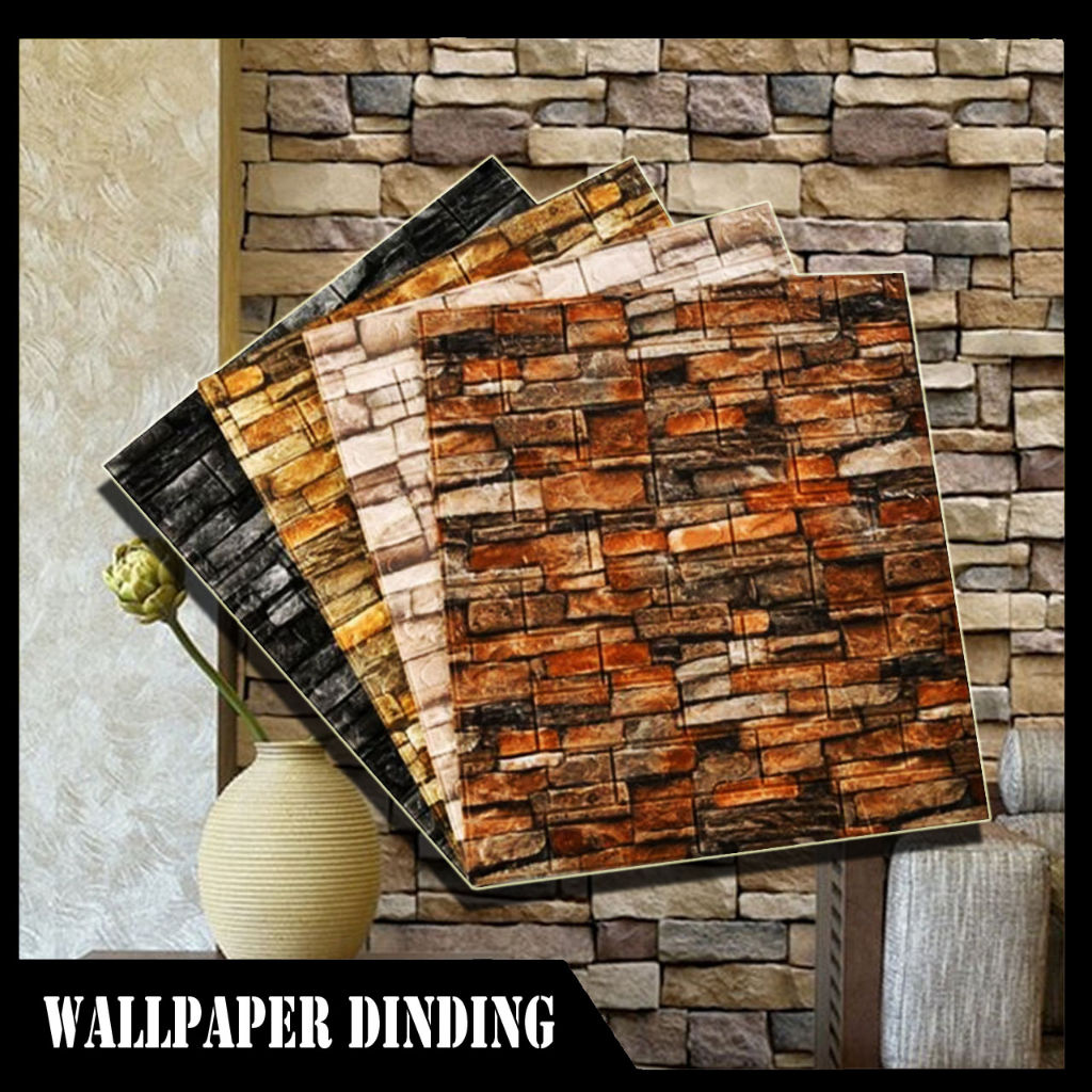 Jual Wallpaper Dinding 3D Foam Corak Batu Alam Aesthetic | Shopee Indonesia
