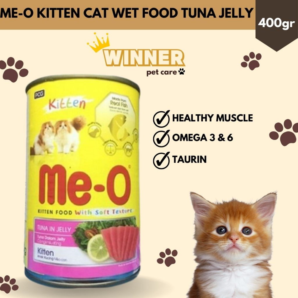 Jual MeO Kitten Cat Wet Food Makanan Kucing Tuna Jelly Kaleng 400gr ...
